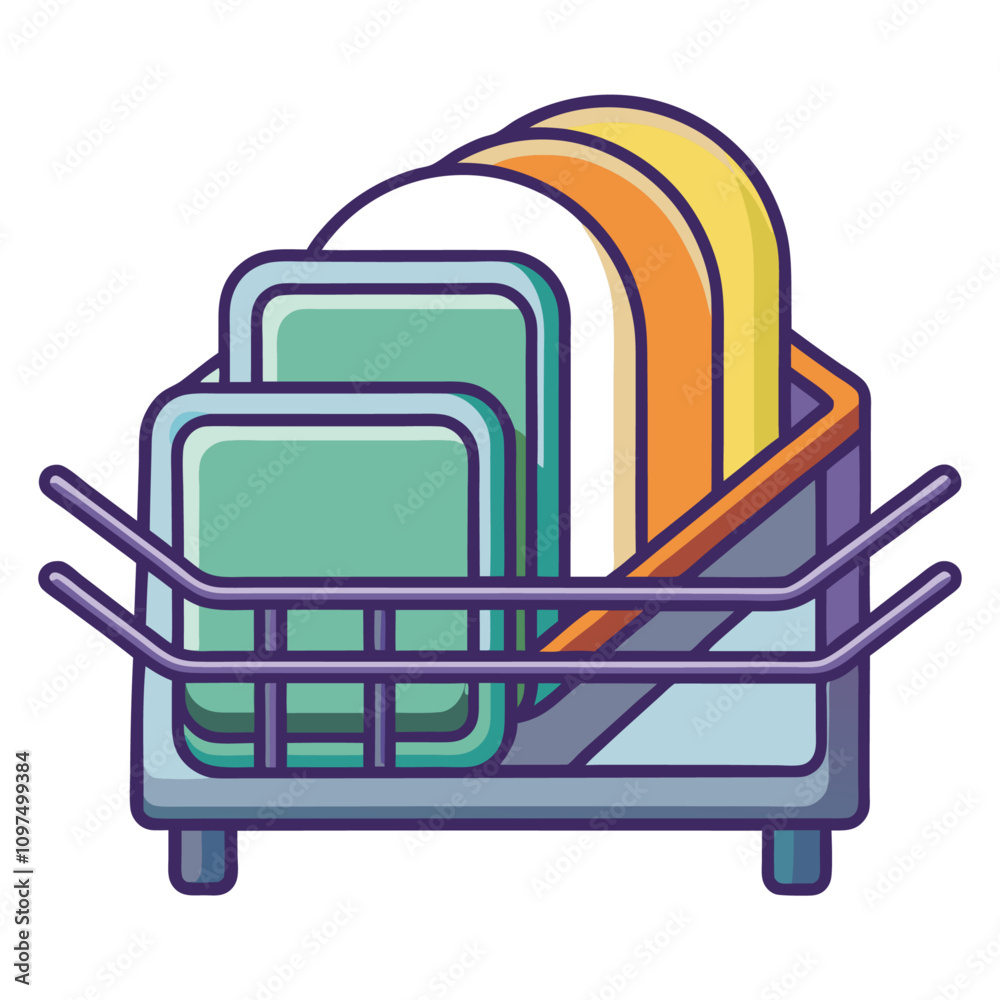 dish rack clipart cartoon Illustration drawing Stock Vector | Adobe Stock
