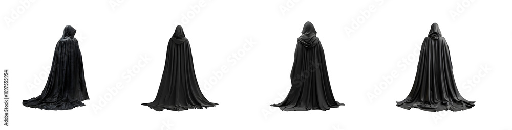Black Cloak without People PNG Pack Isolated on Transparent Background ...