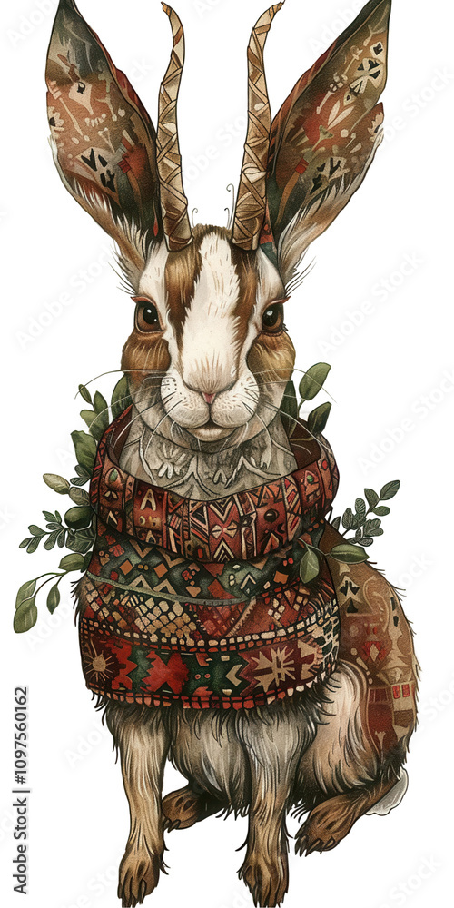 Mythical jackalope clipart with transparent background whimsical design ...