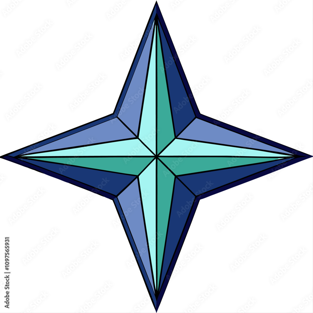 four-pointed star shape clipart cartoon Illustration drawing Stock ...