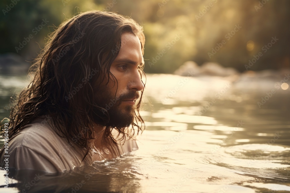 Baptism Jesus Christ Jordan River swimming. Stock Photo | Adobe Stock