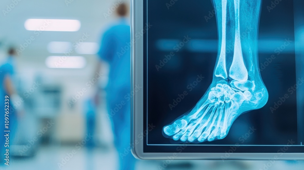 X-ray imaging of foot anatomy in medical facility healthcare ...