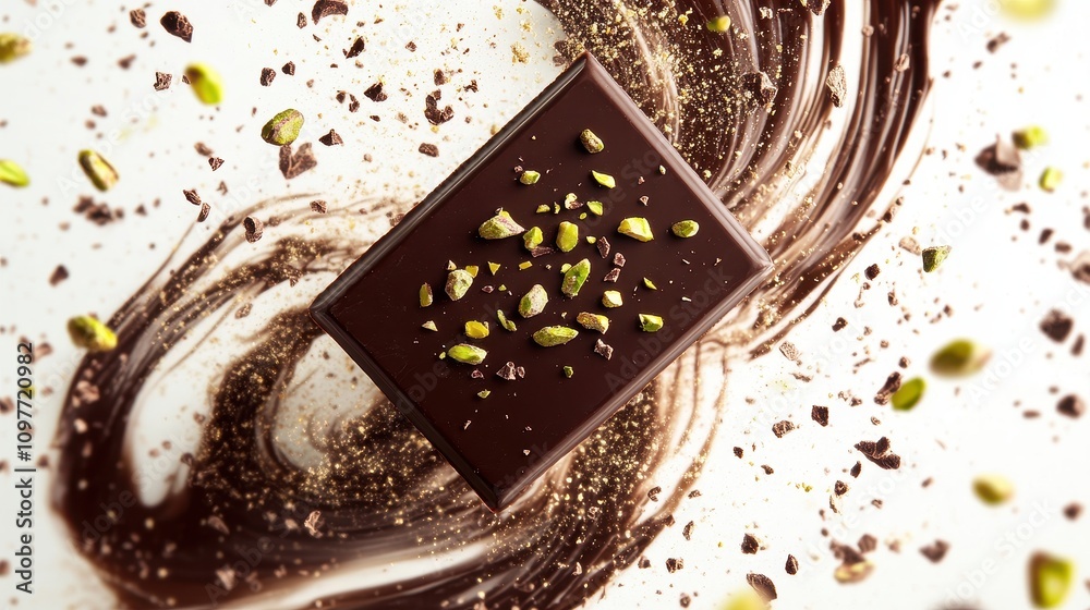 Dubai Chocolate Kunafa Pistachio on white background,Dubai Chocolate ...