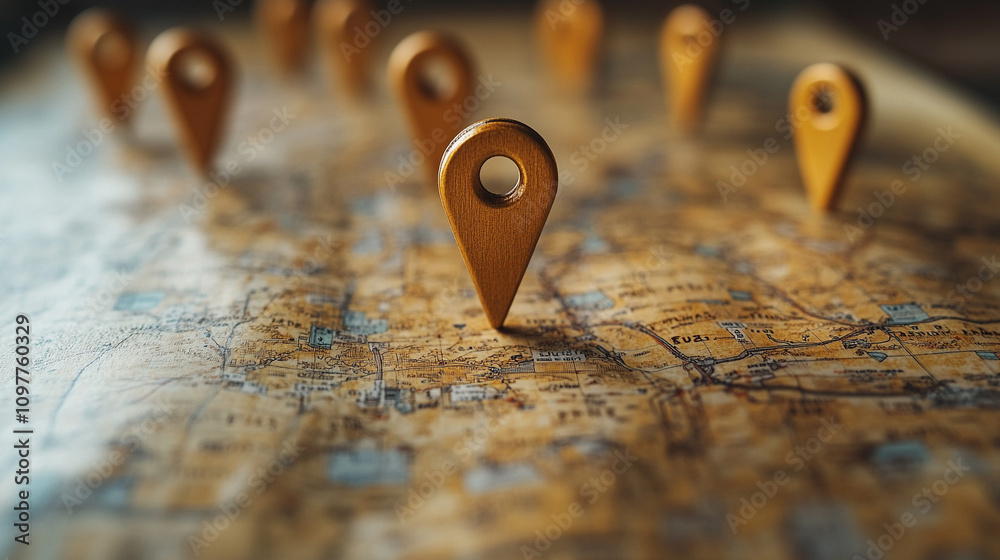 map with a location pin marking a destination, showing highlighted ...