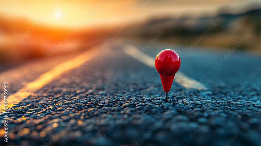 map with a location pin marking a destination, showing highlighted ...