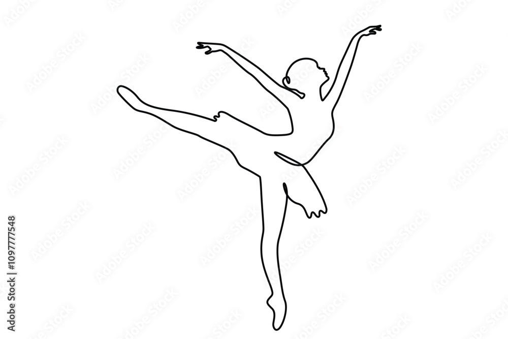 One continuous line drawing ballet dancer. Women dancing Ballerinas ...
