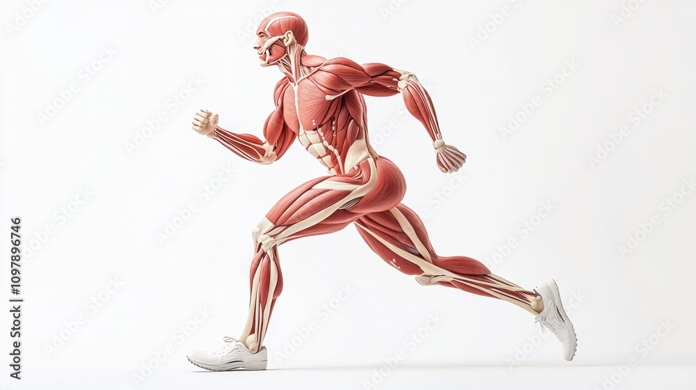 anatomy of a runner, with labeled parts including major muscle groups ...