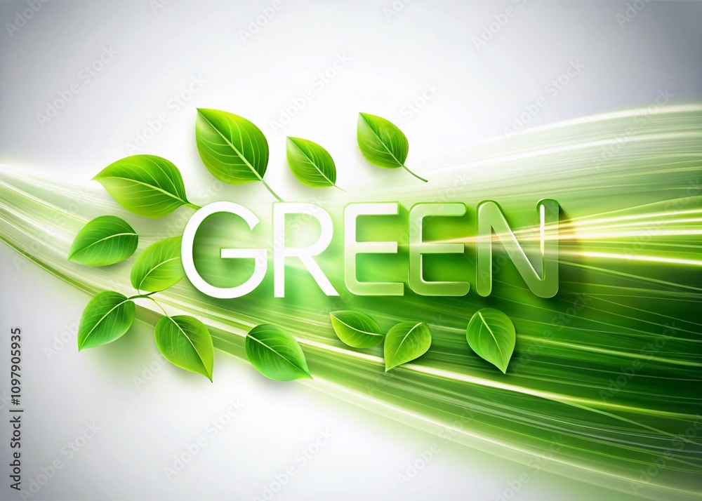 Long Exposure of a Green Go Green Symbol on a White Background with ...