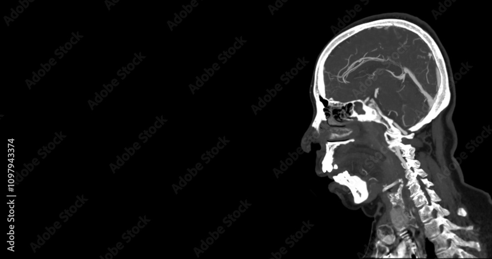 The CT Angiography (CTA) scan of the brain and neck, showcasing the ...