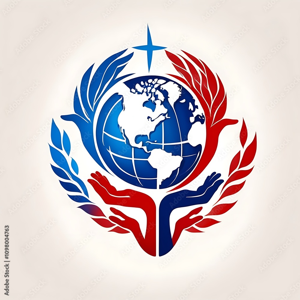 World Humanitarian logo representing peace by different nations ...