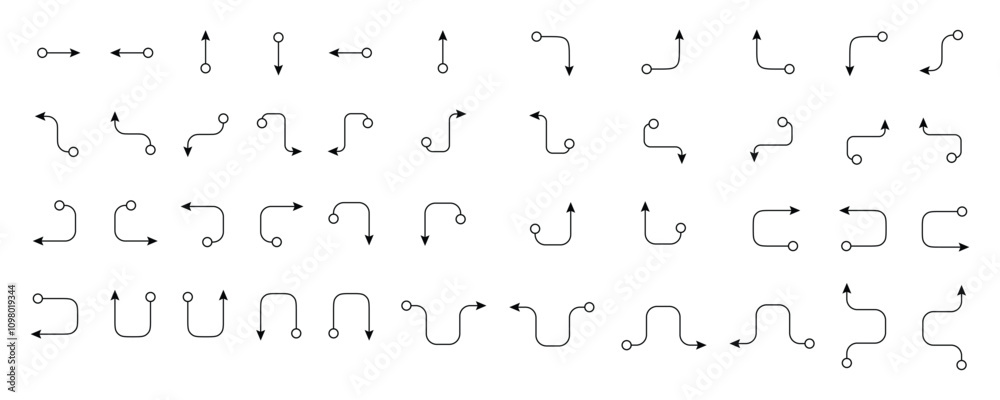 Set of Flow Arrows. Collection of arrows. Set of arrow icon. Arrows set ...