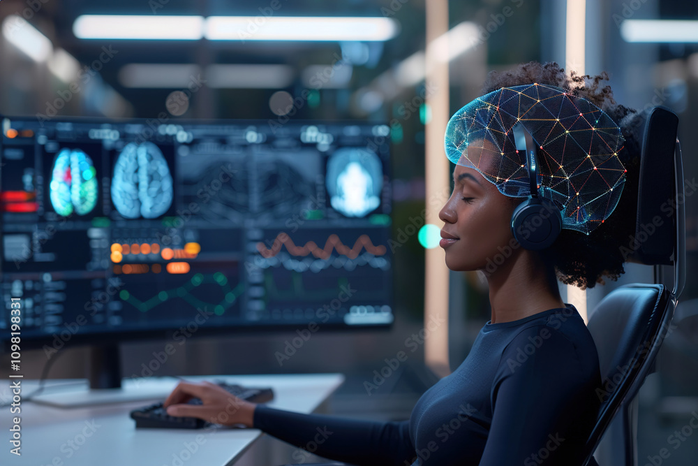 Neuroscientist researching brain-computer interfaces, EEG data and ...