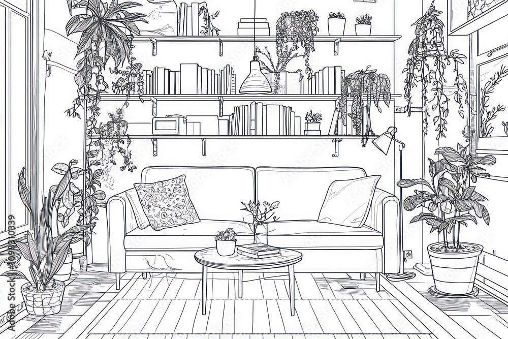 A full background image from an empty coloring book showing Minimalist ...