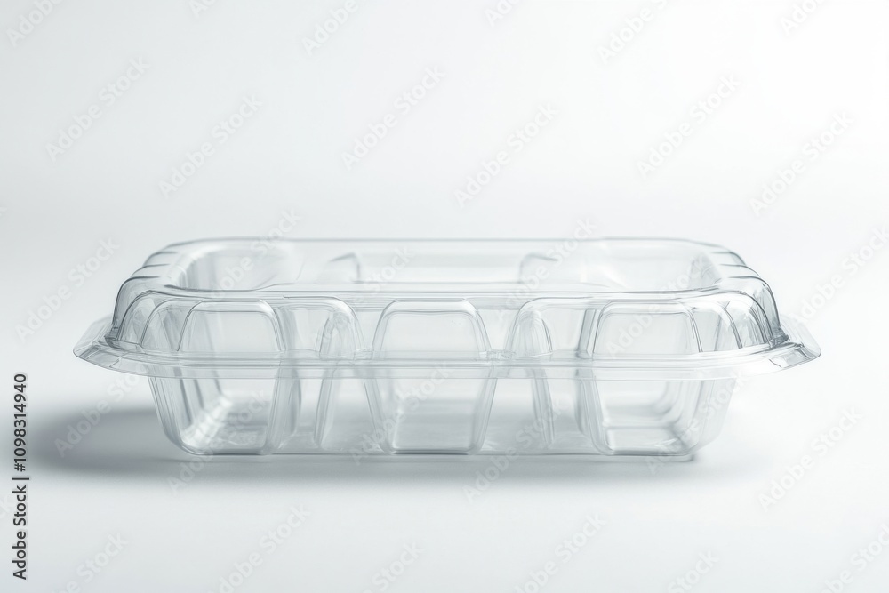Clear plastic clamshell packaging on white background with crisp edges ...