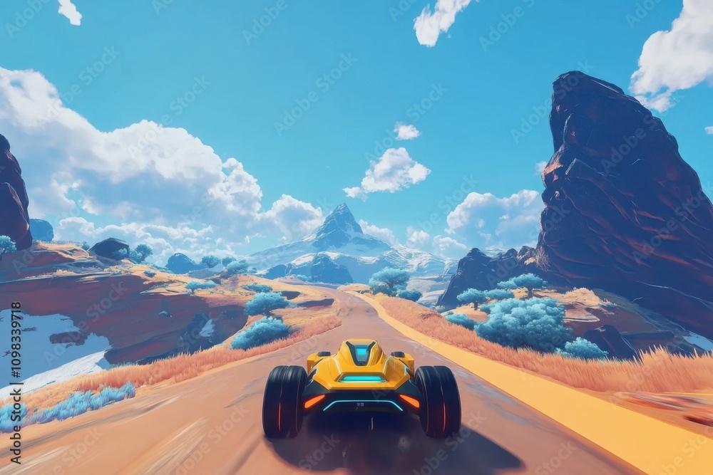 Multiplayer mount race through a fantastic landscape with race position ...