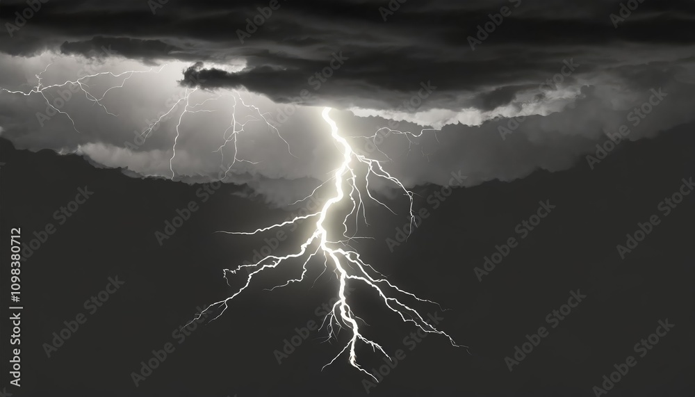 Dynamic Lightning Strike and Thunder Clipart Isolated on Transparent ...