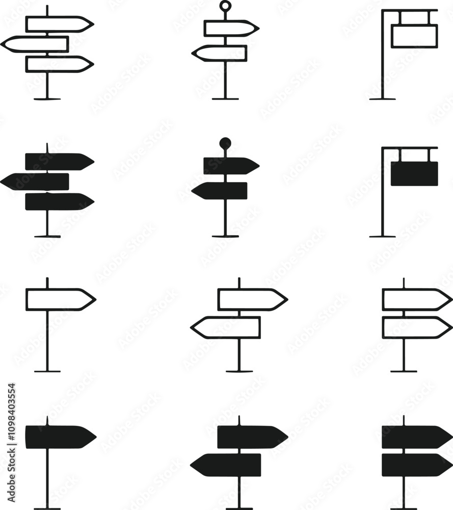 Road black arrow traffic sign board. Blank board with place for text ...