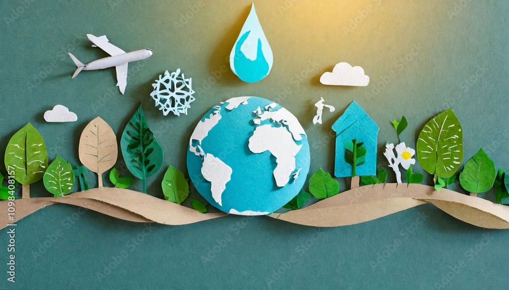 Foto de Stock Creative Paper Art Depicting Ecology, World Water Day ...