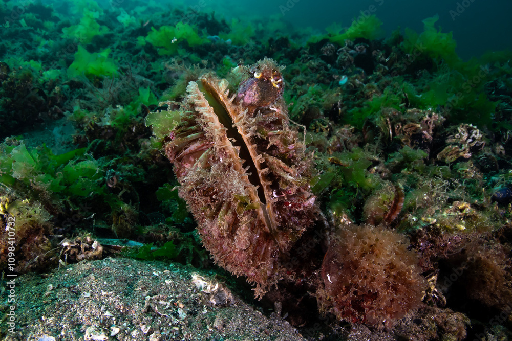 Pinna nobilis, known by the common names noble pen shell and fan mussel ...