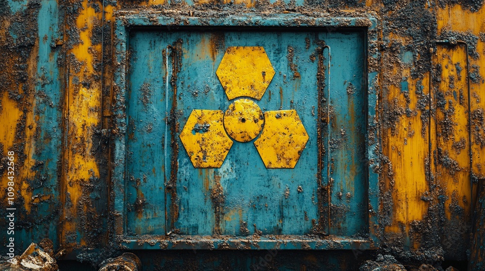 Rusty Metal Texture with Radioactive Symbol: Grunge Background Stock ...