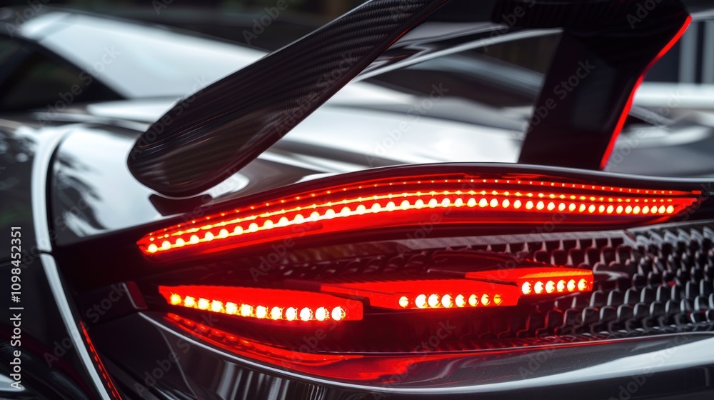 Car aerodynamic carbon spoiler and taillights with red stop light and ...