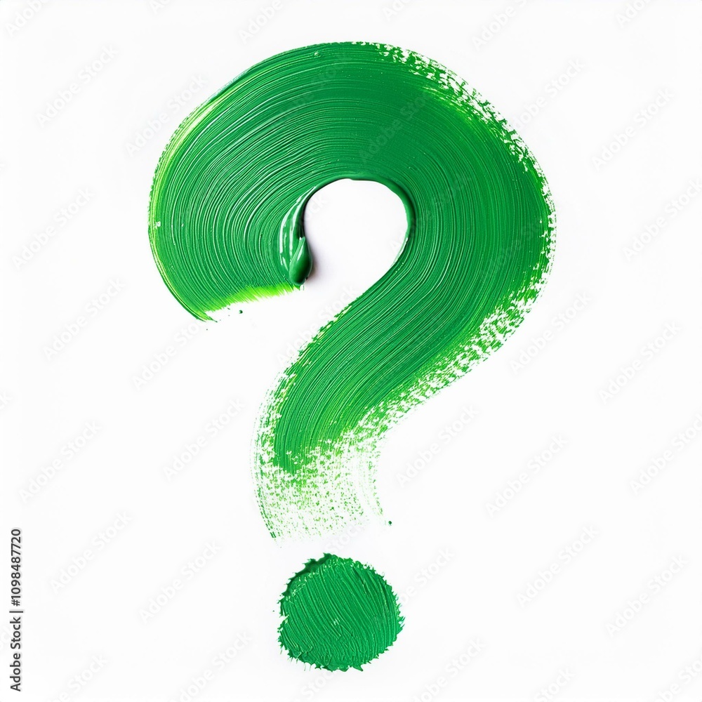 green brush stroke question mark isolated on white background Stock ...