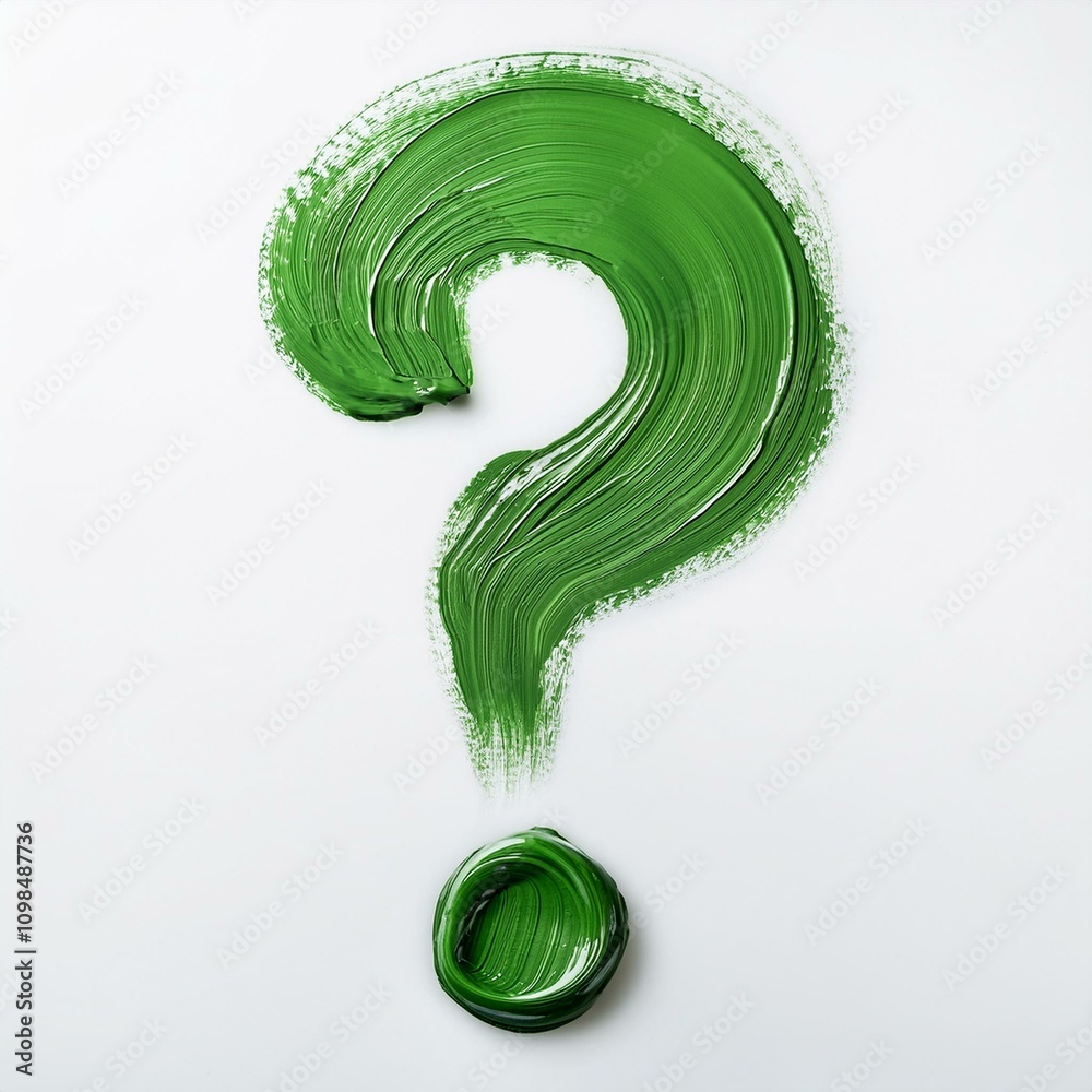 green brush stroke question mark isolated on white background Stock ...
