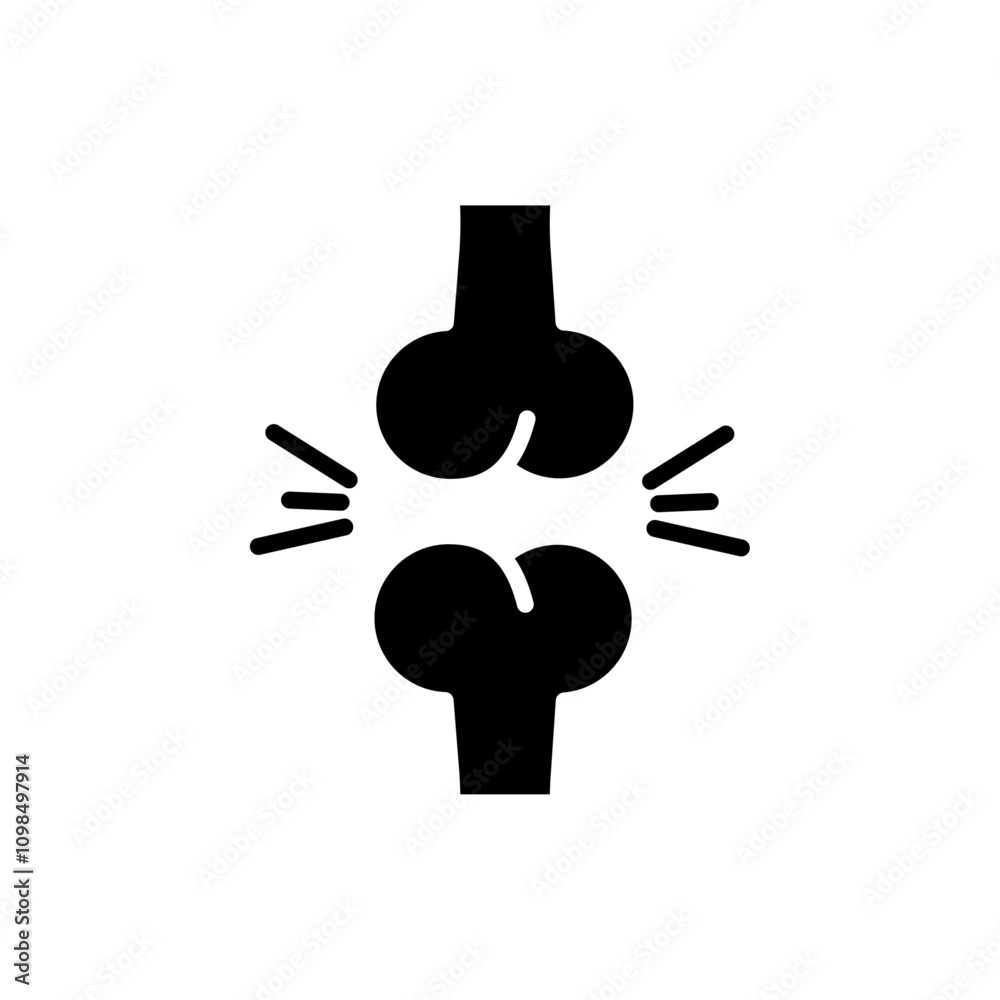 Arthritis knee joint pain icon black and white vector outline sign Stock Vector | Adobe Stock