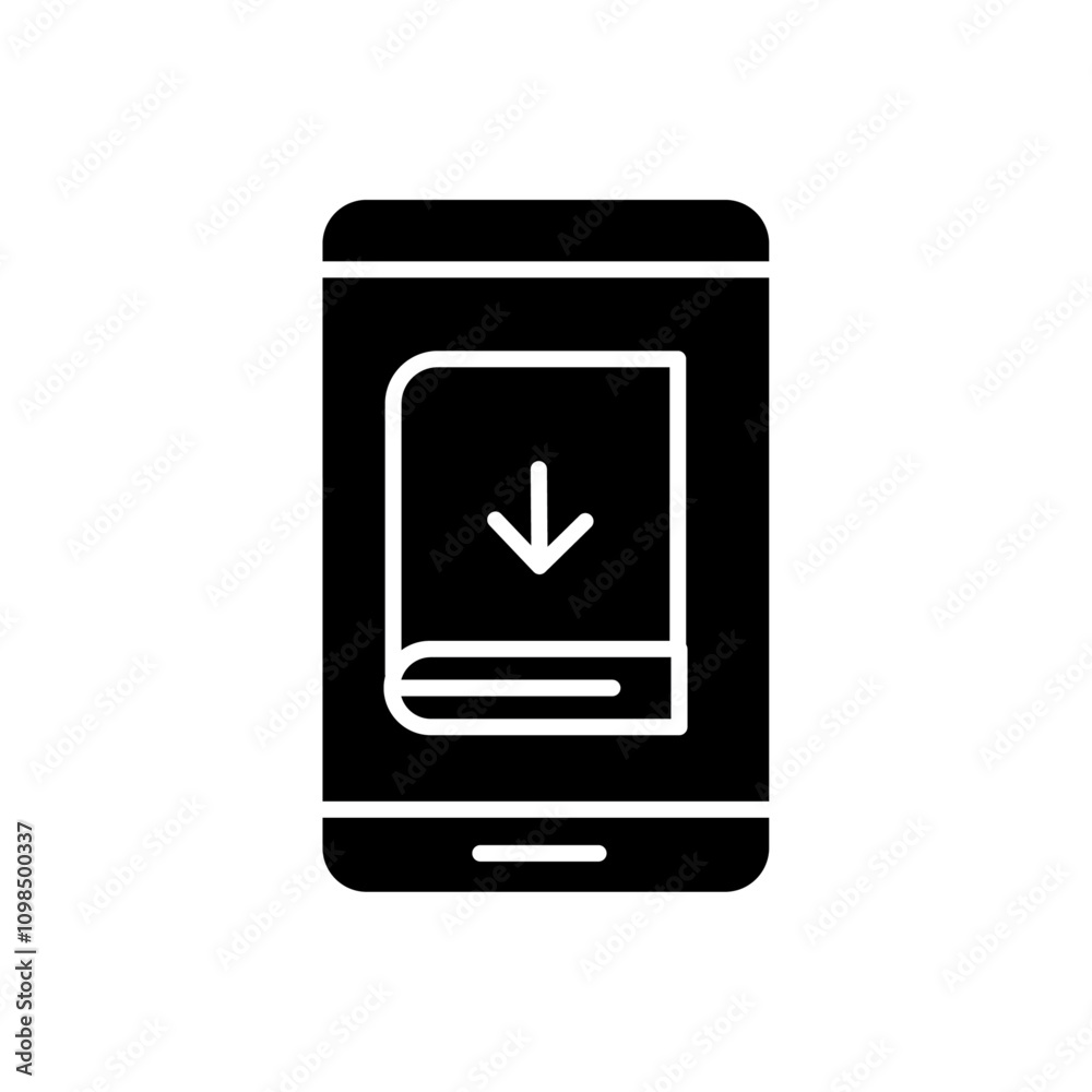 E book download icon black and white vector outline sign Stock Vector ...