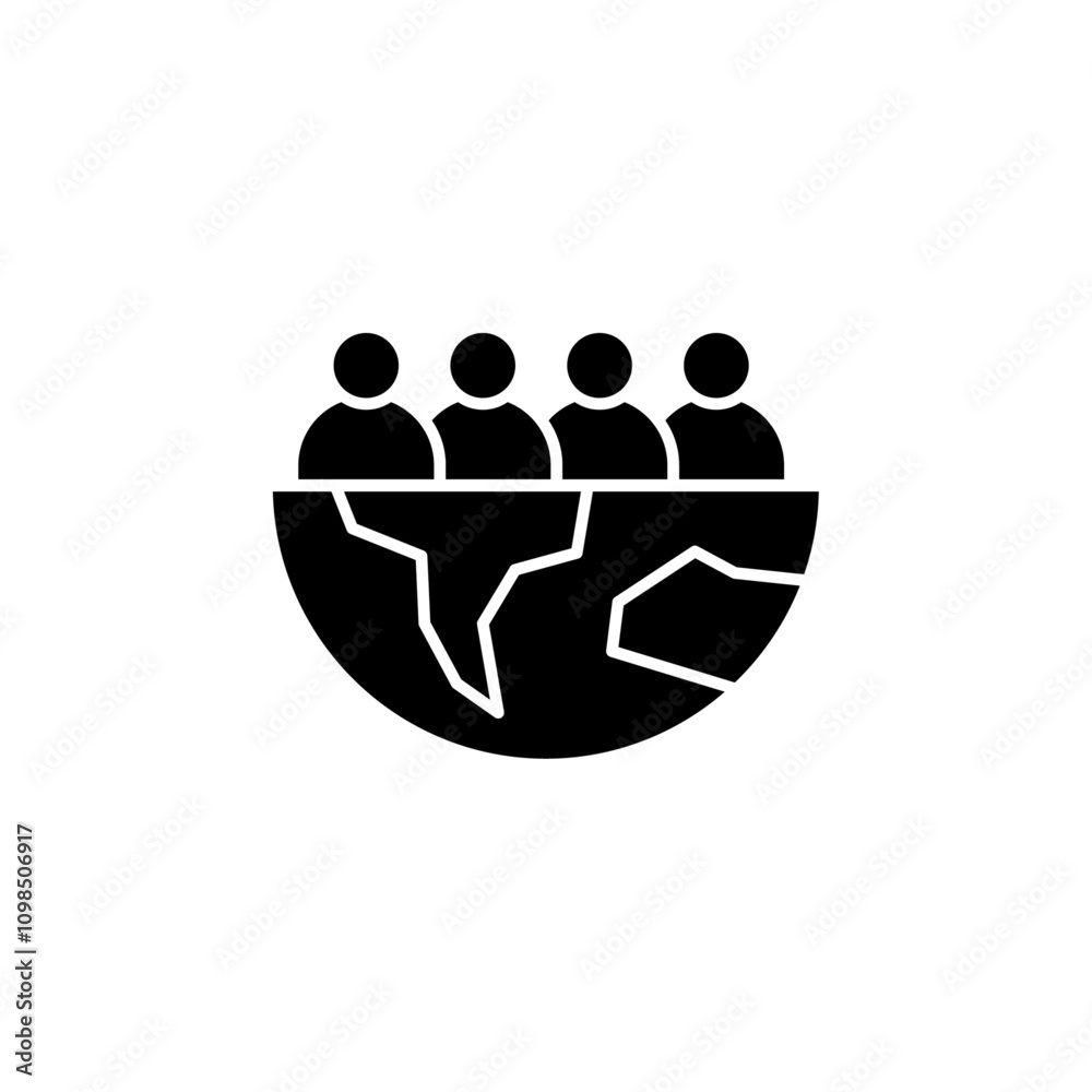 World population icon black and white vector outline sign Stock Vector ...