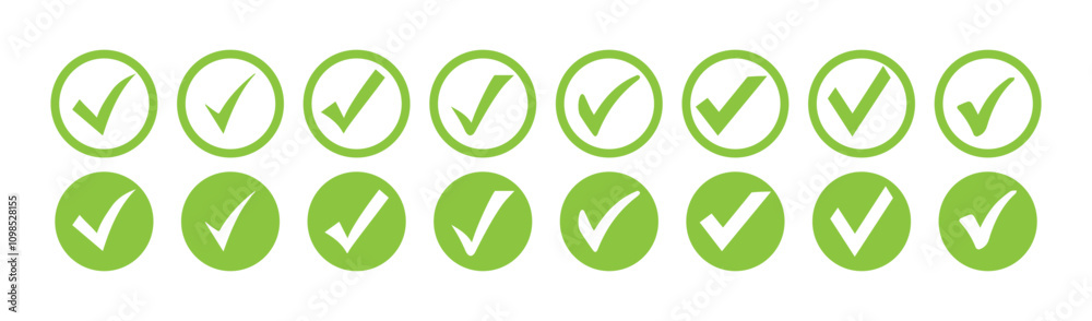Green check mark icon set. Green Tick and Confirm Icon Vector Design ...