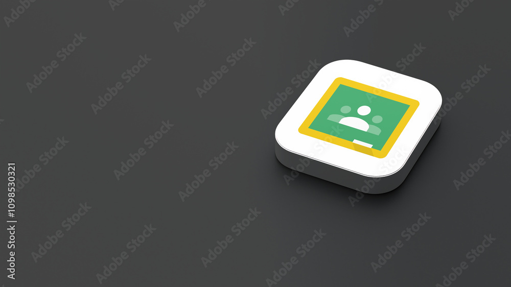 3D-rendered icon of the Google Classroom app logo, featuring a sleek ...