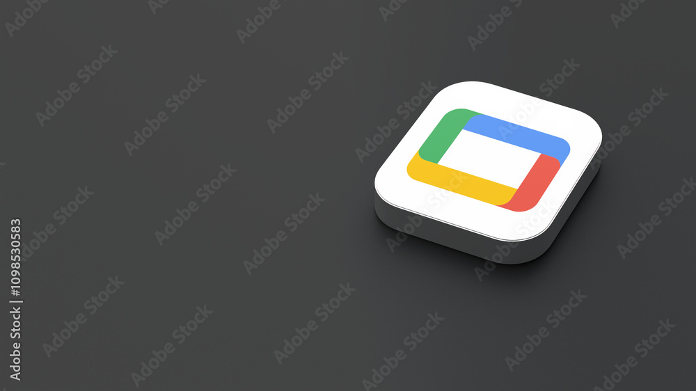 3D-rendered icon of the Google TV app logo, featuring a sleek ...