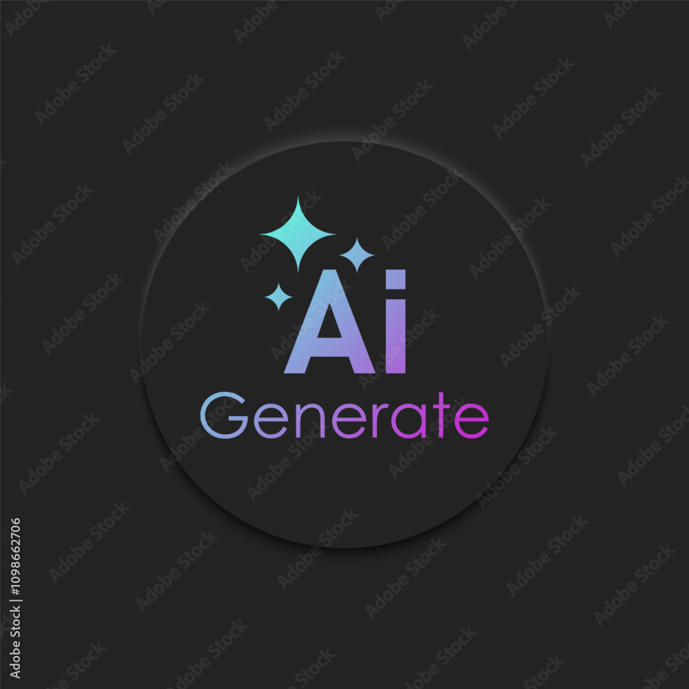 Generate AI button user interface. Artificial intelligence UI UX design concept for website, app ...