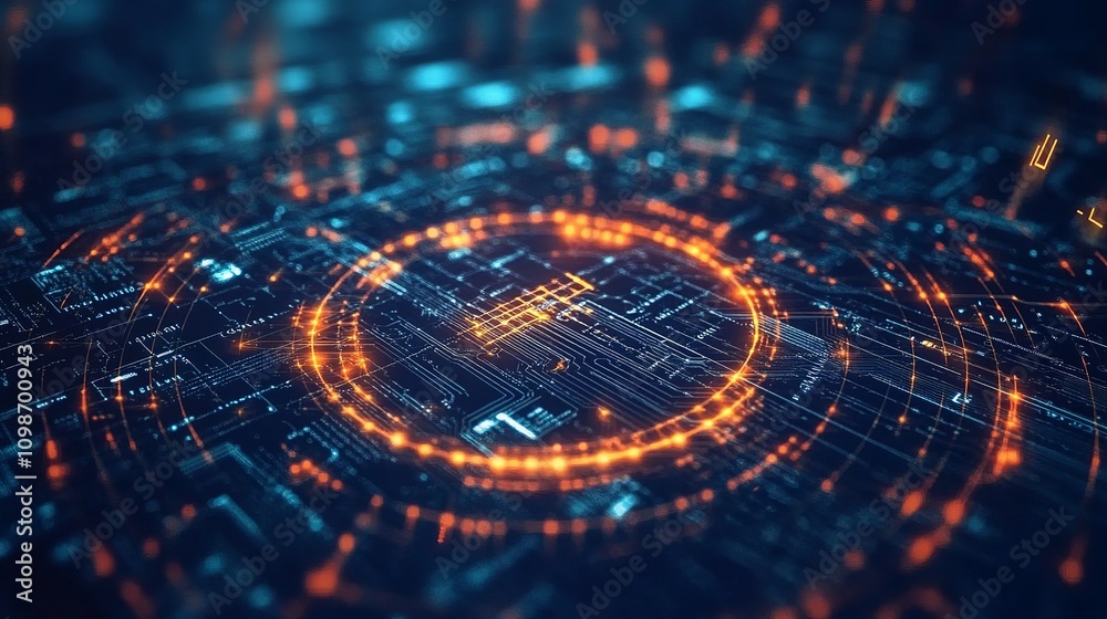Abstract digital electric circuit circle background. High-tech circuit ...