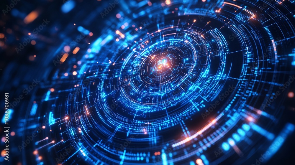 Abstract digital electric circuit circle background. High-tech circuit ...