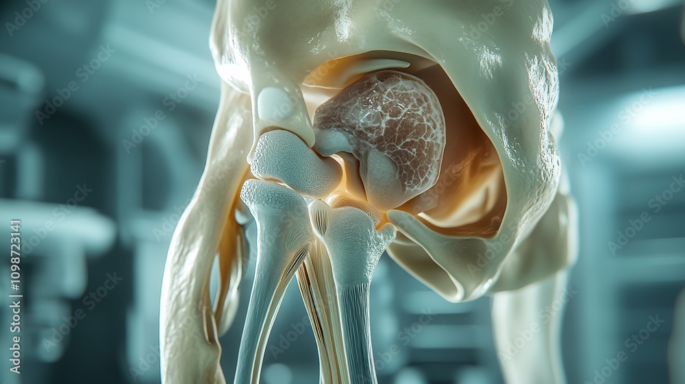 The knee joint, composed of bones, cartilage, and ligaments, is ...