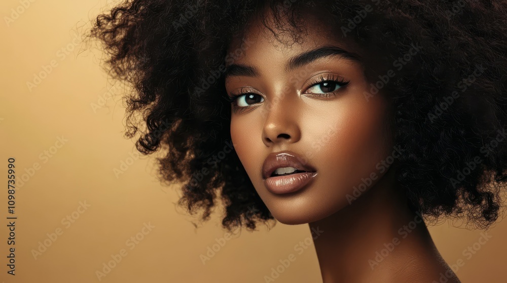 Foto de Stock Beauty Fashion model. Black woman face & beautiful ...