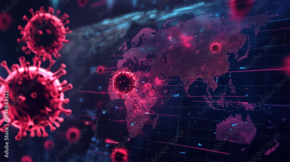 Foto de Stock World map disease spread analysis 3D animation of Corona ...