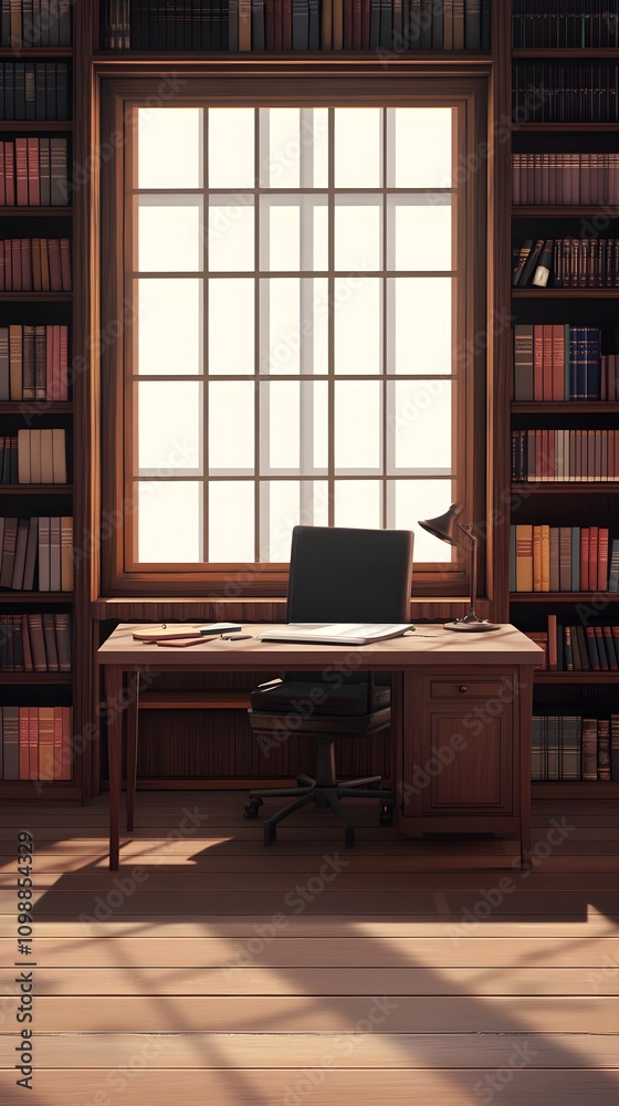 zoom virtual background of office room with bookcase professional ...
