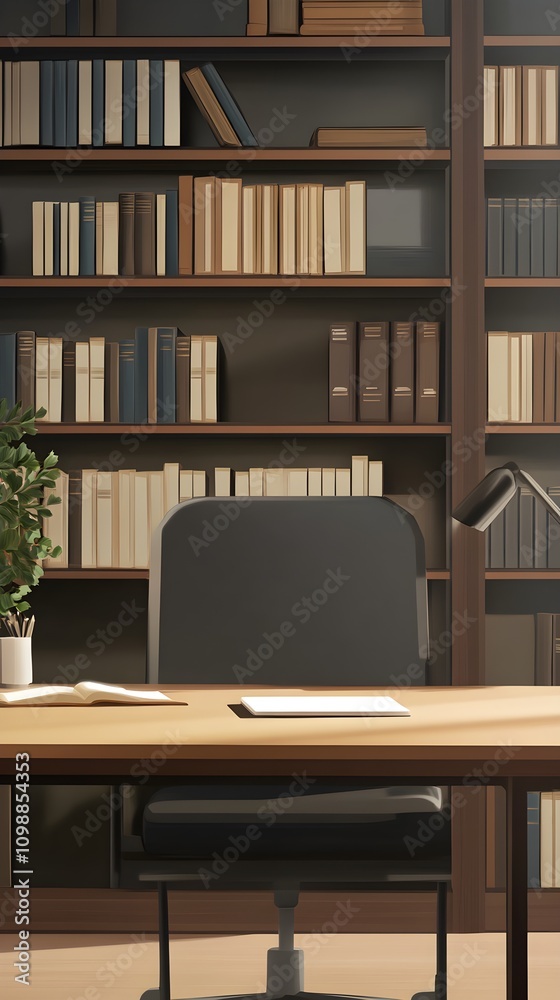 zoom virtual background of office room with bookcase professional ...