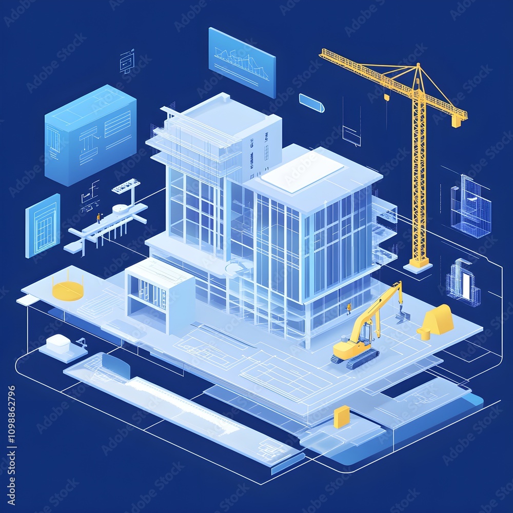 Digital Construction Building Information Modeling Bim Concept With 3d