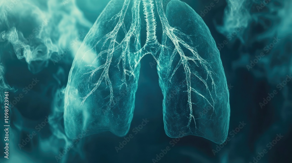 Lung Health Research Visual with Anatomical Lung Illustration and ...