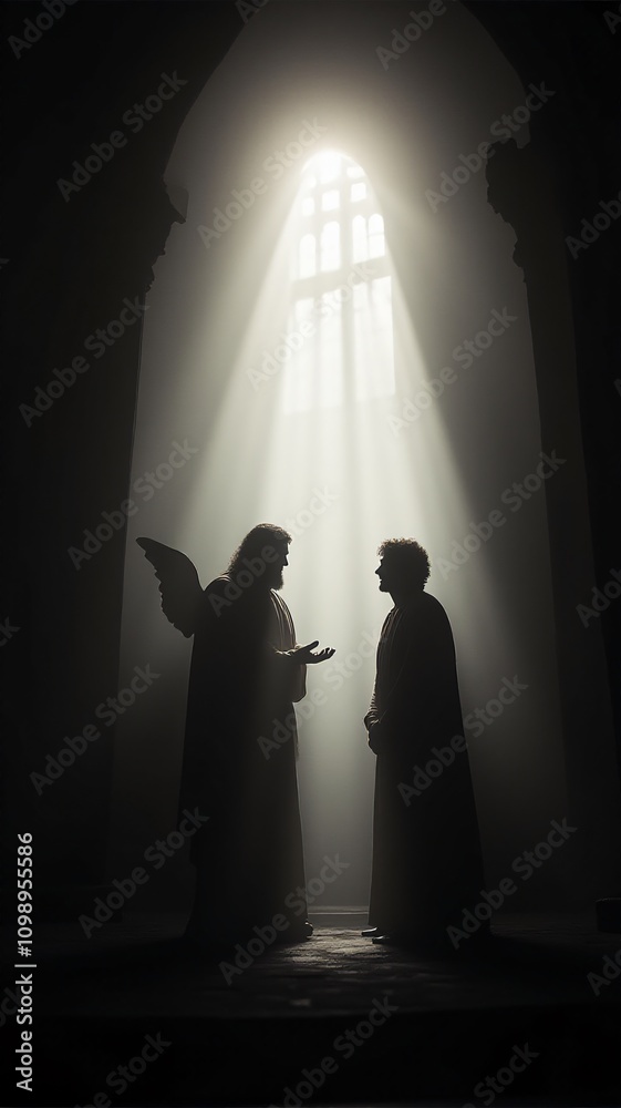 Gabriel visiting Zechariah in the temple, announcing the birth of John ...