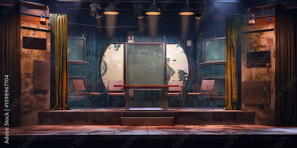 Interrogation Room Talk Show Set: An interrogation room-themed stage ...