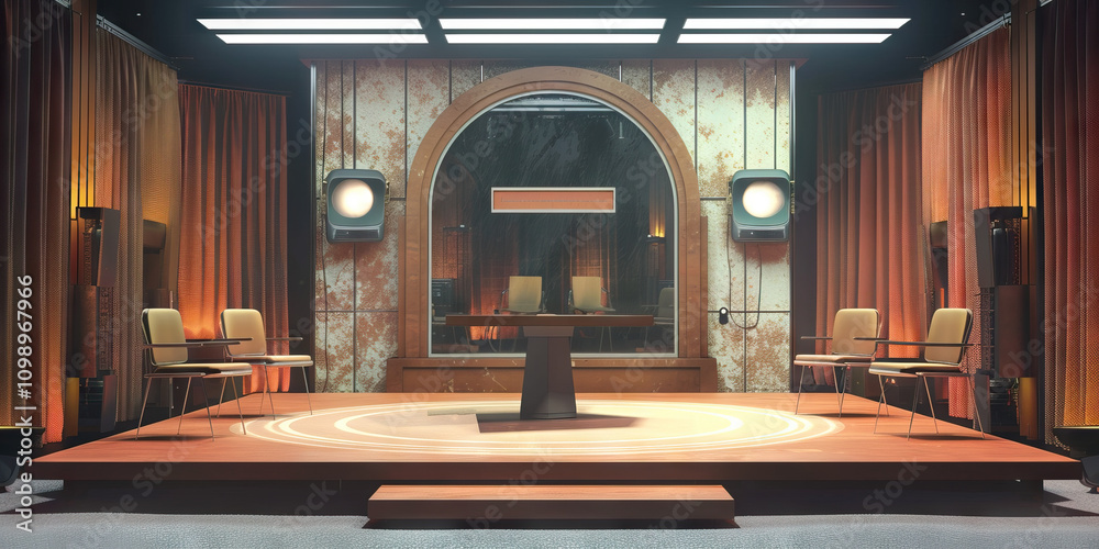 Interrogation Room Talk Show Set: An interrogation room-themed stage ...