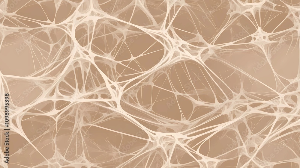 This image features a seamless beige biomorphic web pattern with a ...