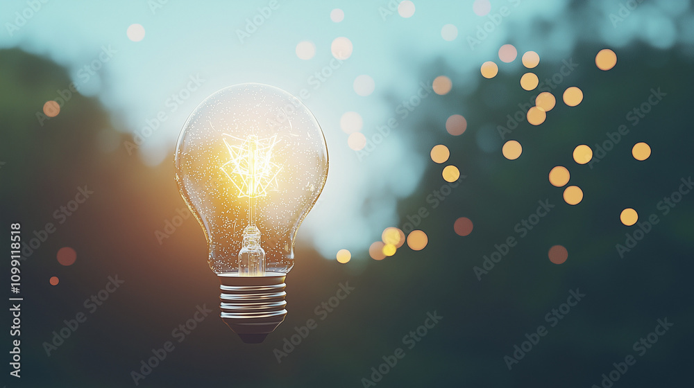 Illuminating Inspiration: A glowing light bulb, symbolizing a new idea ...