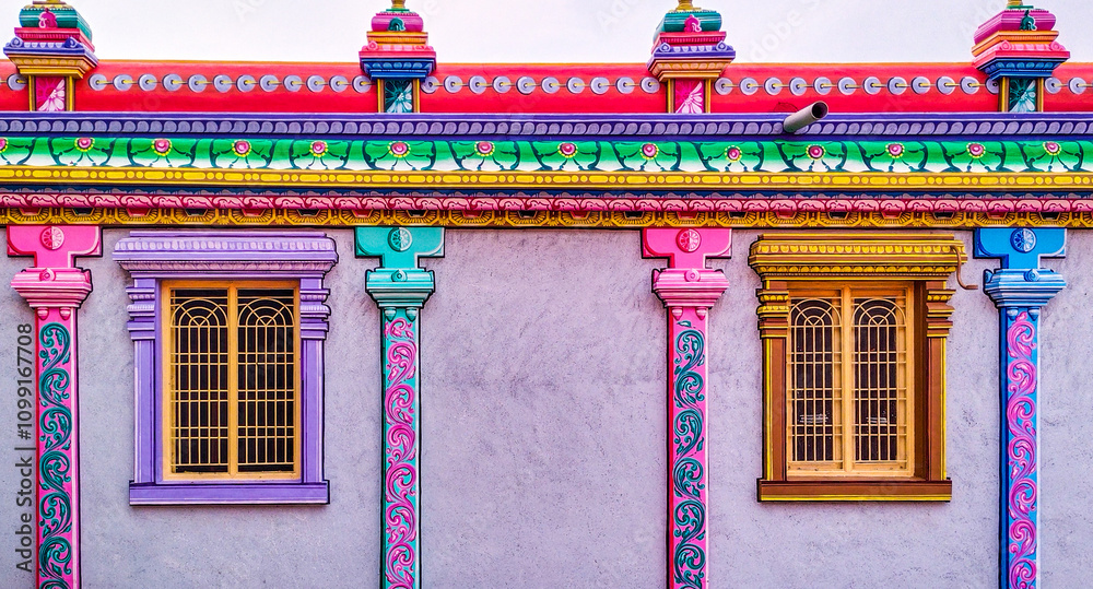 Colorful traditional style window in temple. Clicked at Mailam Murugan ...