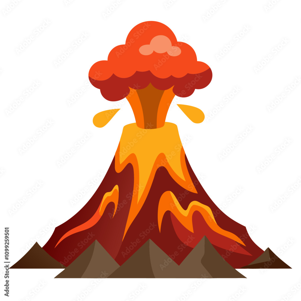 volcano eruption with lava clipart Cartoon Illustration drawing Stock ...